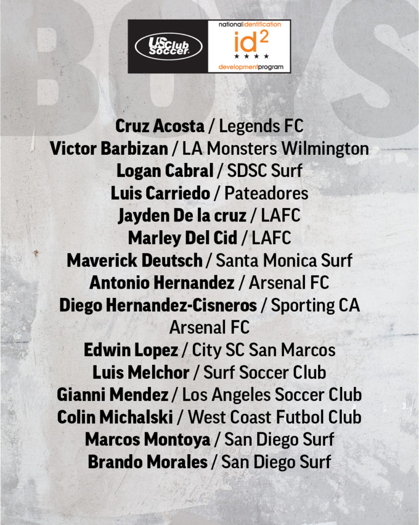 US Club Soccer SOCAL id2 Selection Event rosters revealed (Boys ...
